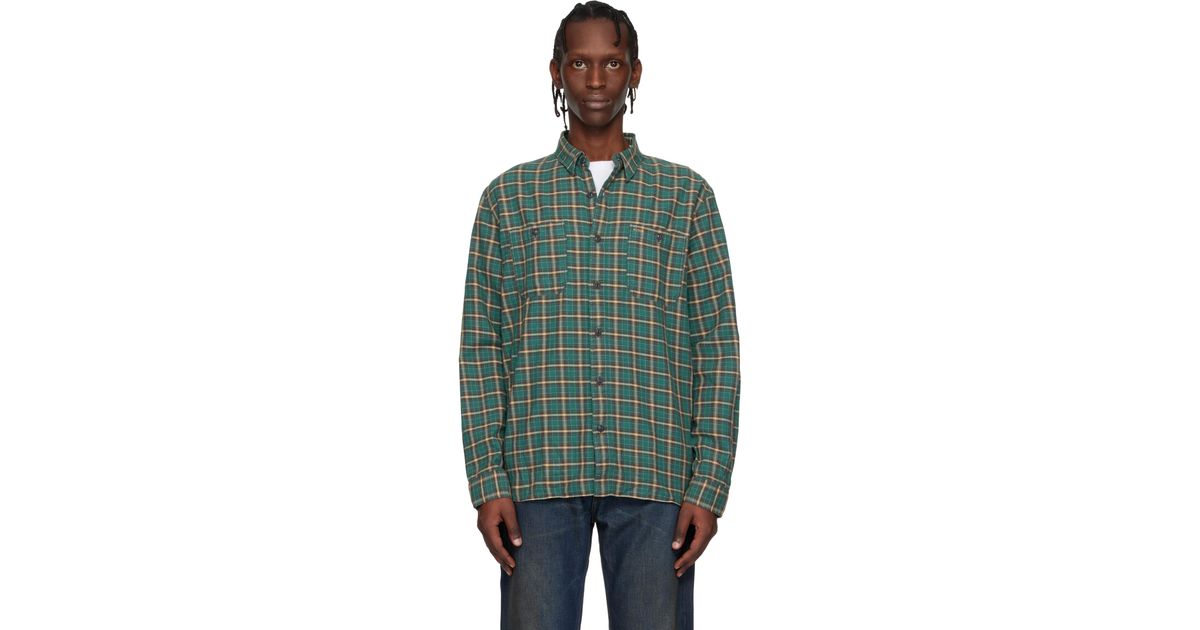 RRL Flannel Shirt in Green for Men | Lyst