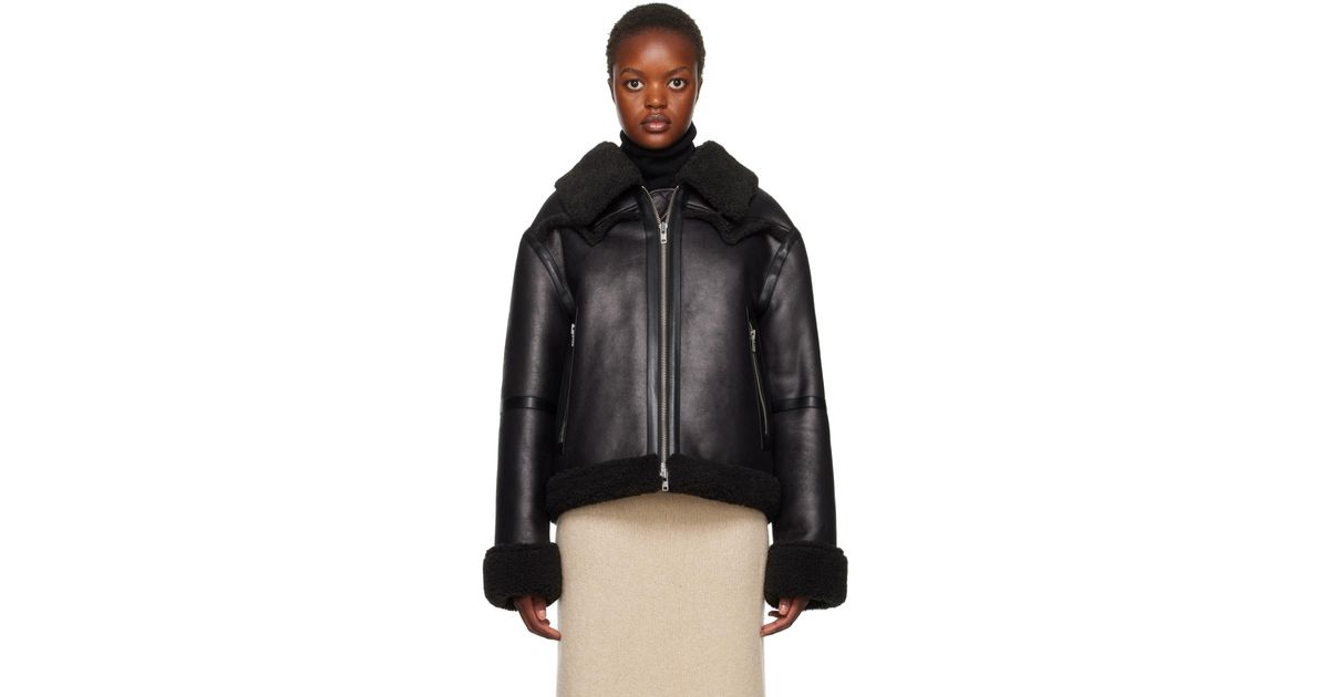 Stand Studio Lessie Faux-shearling Jacket in Black | Lyst