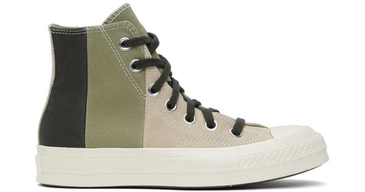 Converse Taupe & Green Chuck 70 Patchwork Suede Sneakers in Black | Lyst