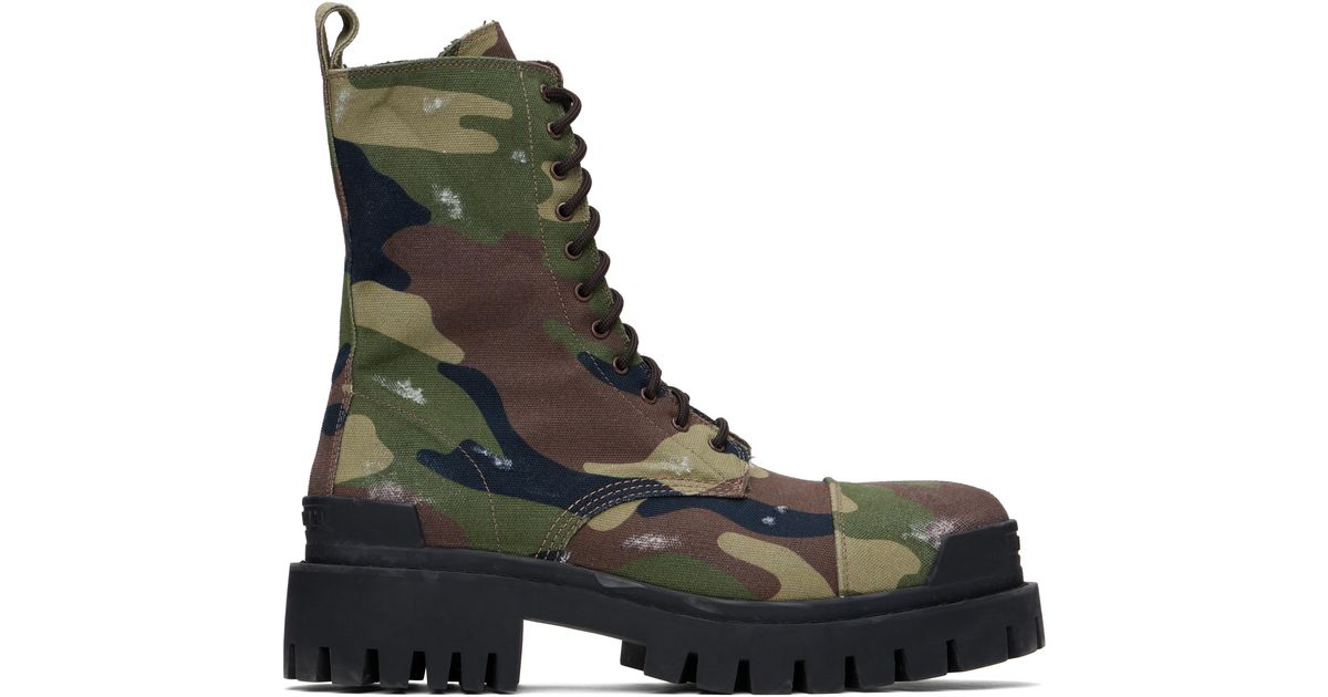 Balenciaga Strike Boot Camo Print in Green for Men | Lyst