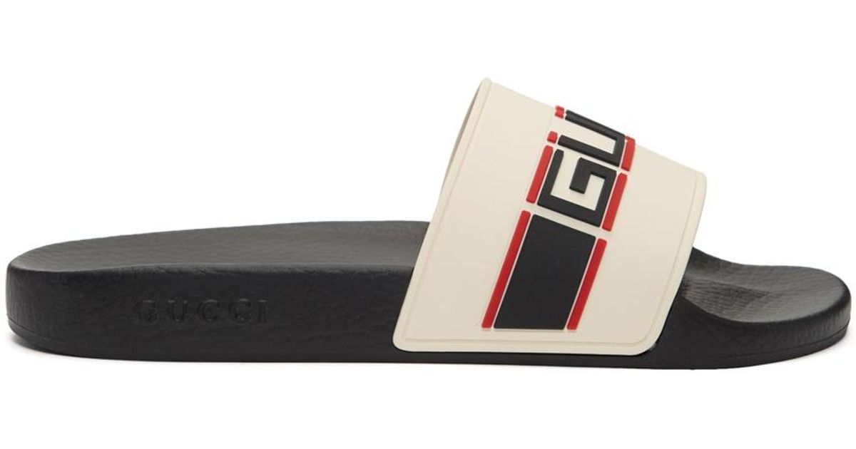 Gucci Mens Blk/white Nastro Rubber Sliders 5-7 Years 1 for Men | Lyst