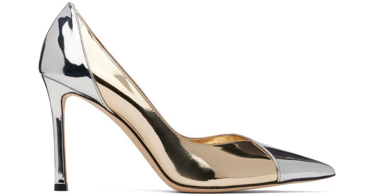 Jimmy Choo Silver & Gold Cass 95 Heels in Black | Lyst