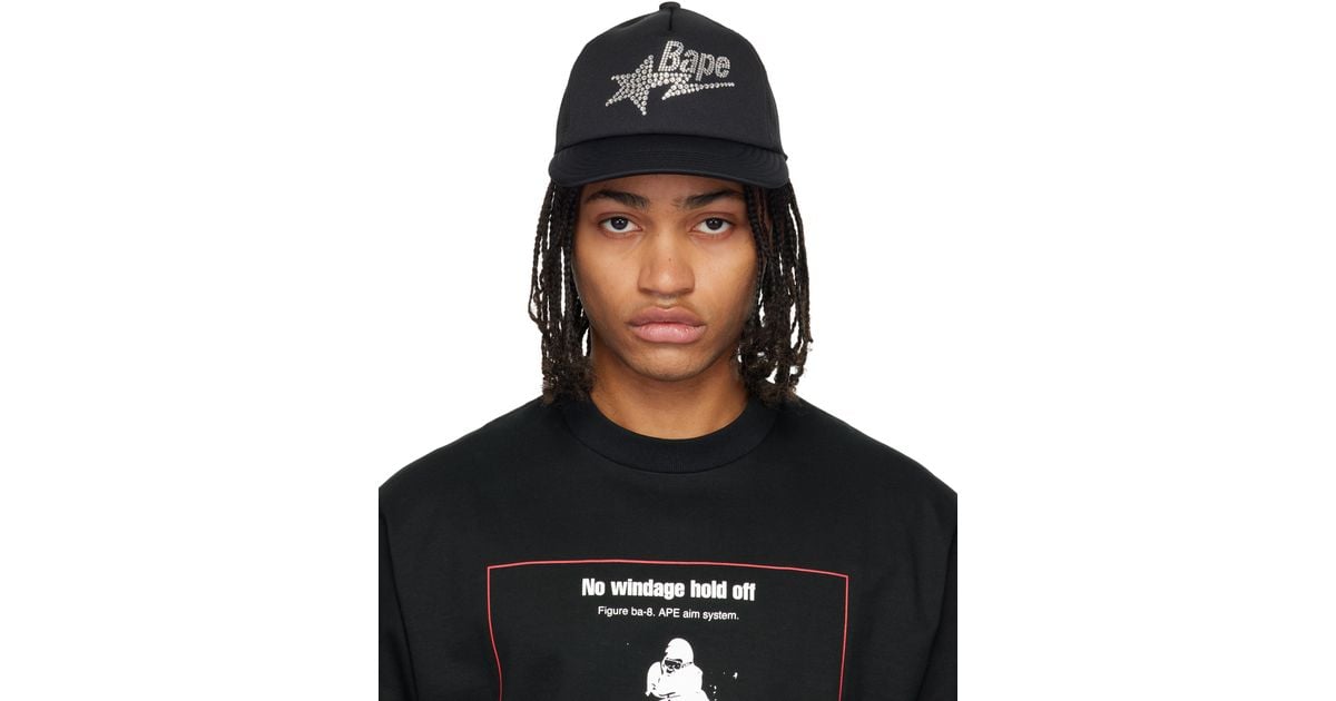 A Bathing Ape Crystal Stone Sta Logo Mesh Cap in Black for Men | Lyst UK