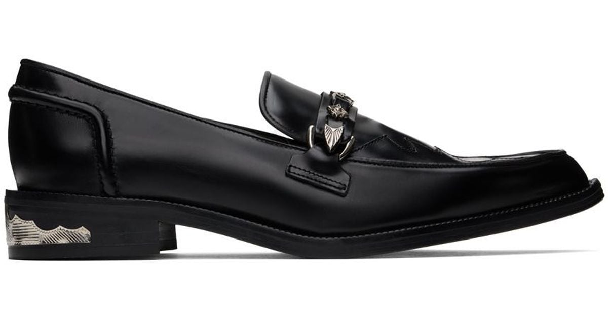 Toga Heel Detail Loafers in Black | Lyst