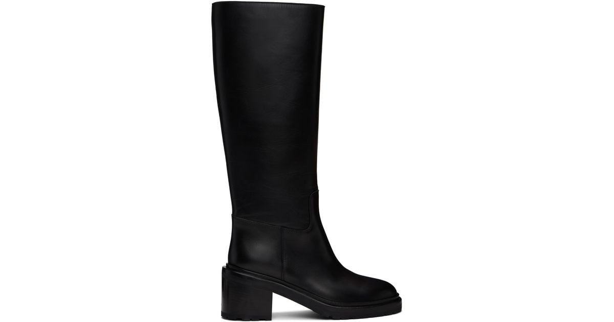 LEGRES Riding Heel Tall Boots in Black | Lyst