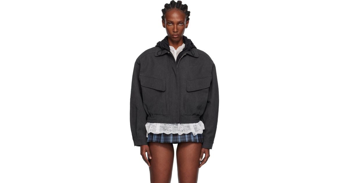 Pushbutton Hooded Jacket in Black | Lyst UK