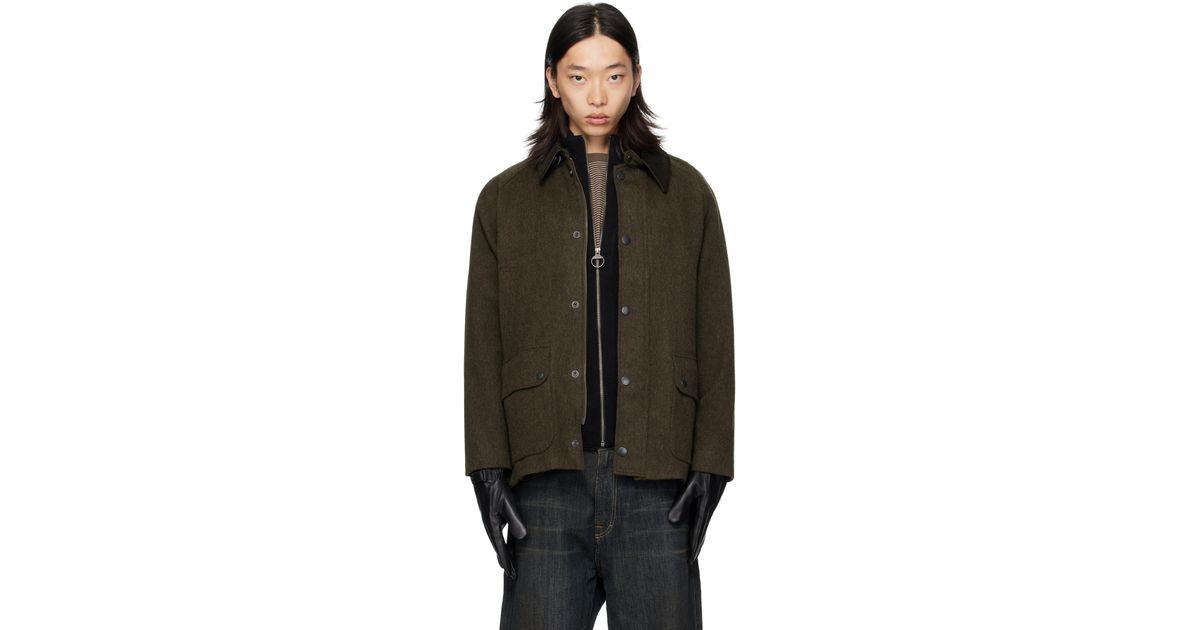 Barbour Khaki Modified Bedale Wool Jacket in Black for Men | Lyst UK