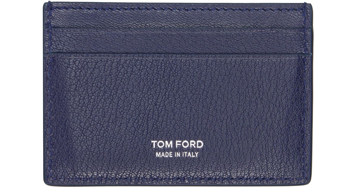 Tom Ford Elongated T Line Card Holder in Blue for Men | Lyst