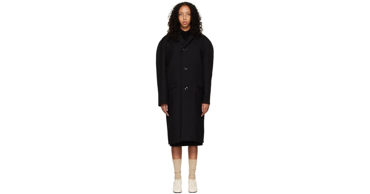 Lemaire Black Crombie Coat | Lyst
