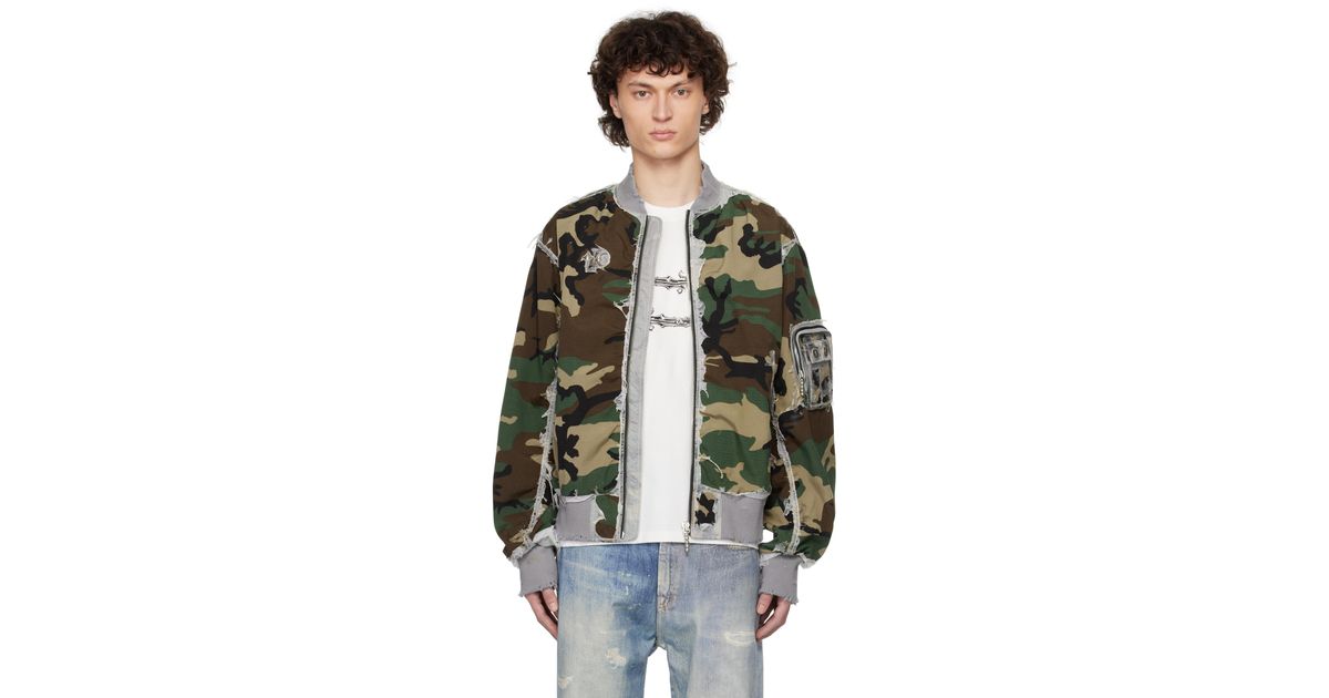 THUG CLUB Khaki Burnt Tango Charlie Bomber Jacket for Men | Lyst