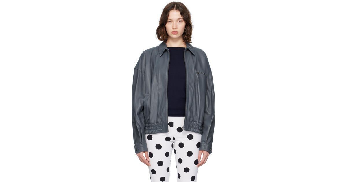 Paloma Wool Lora Leather Jacket in Blue | Lyst