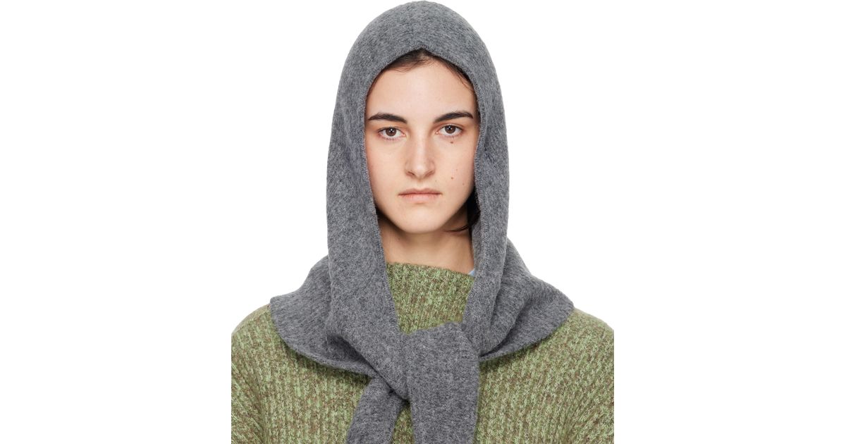Ganni Soft Wool Balaclava in Grey | Lyst UK