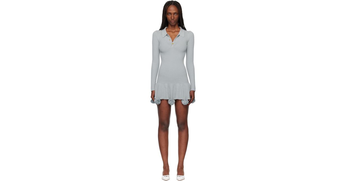 Conner Ives Pom Pom Polo Minidress in Black | Lyst UK