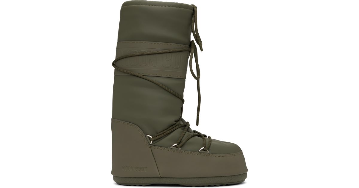 Moon Boot Khaki Icon Rubber Boots in Green for Men | Lyst