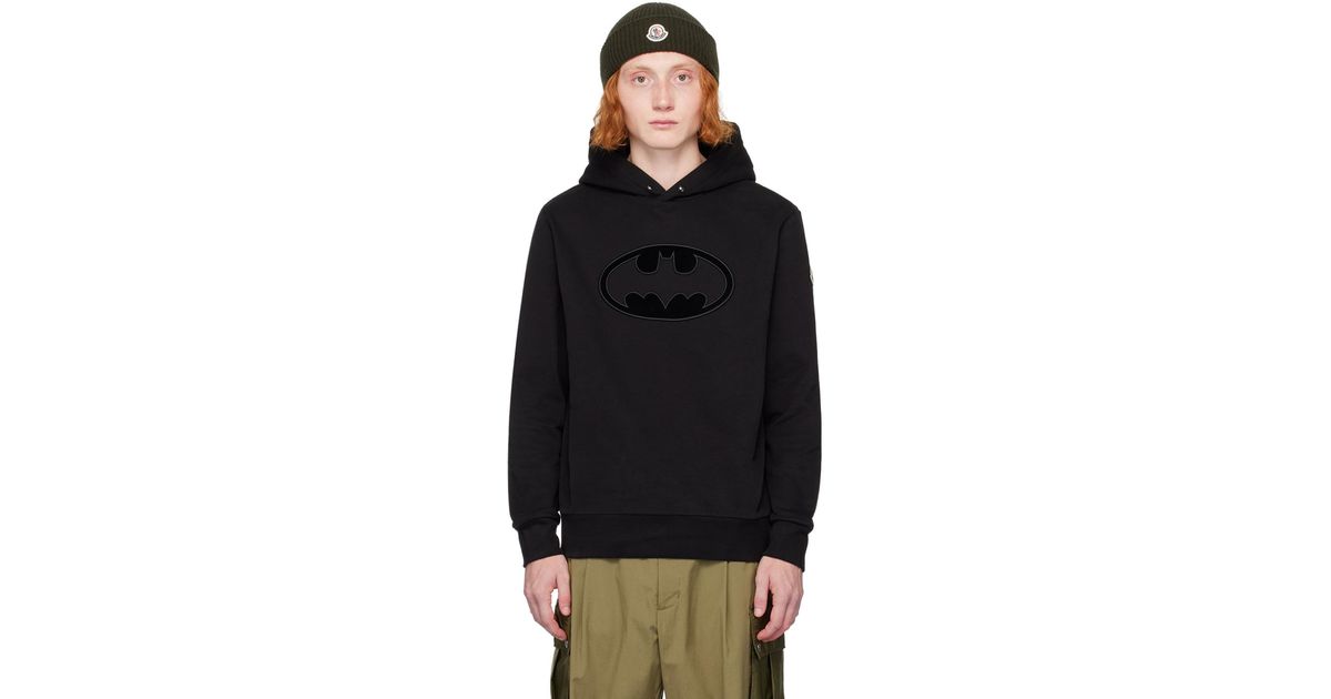 Moncler Flocked Batman Logo Hoodie in Black for Men | Lyst