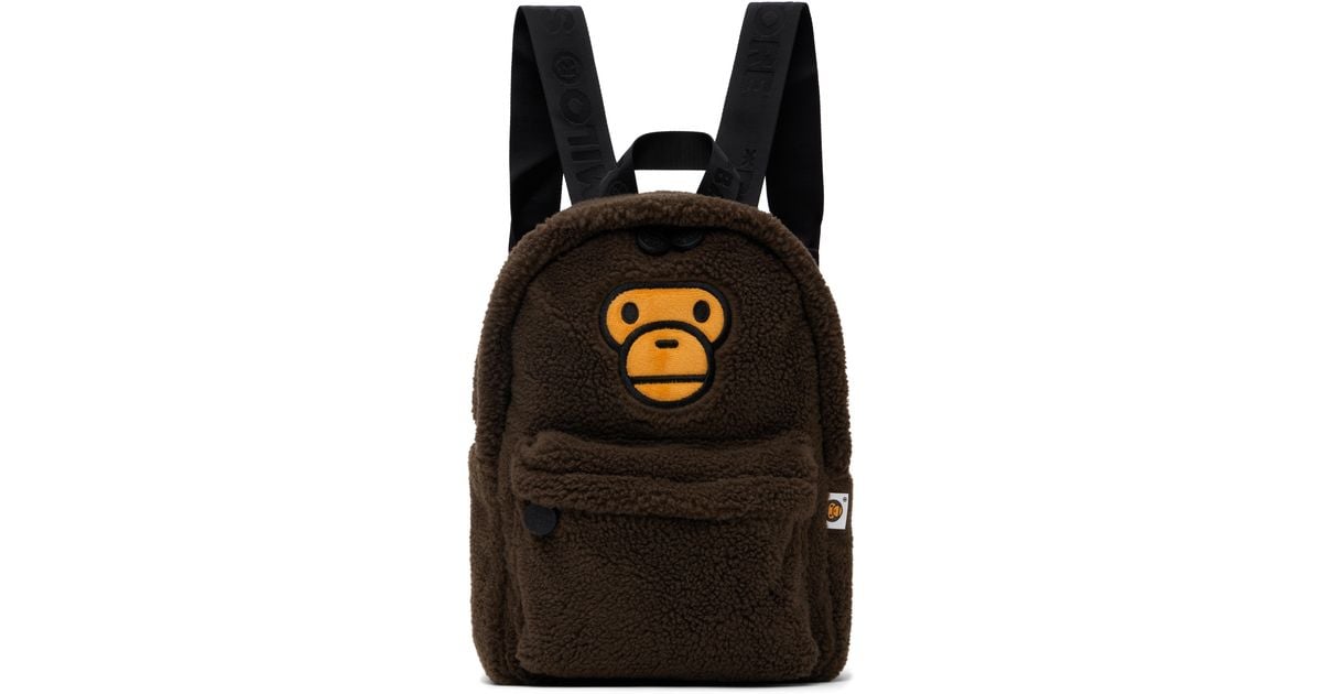 A Bathing Ape Baby Milo Mini Fur Backpack in Black | Lyst