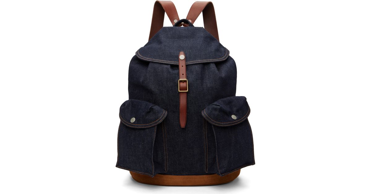 RRL Rucksack Denim Backpack in Blue for Men | Lyst