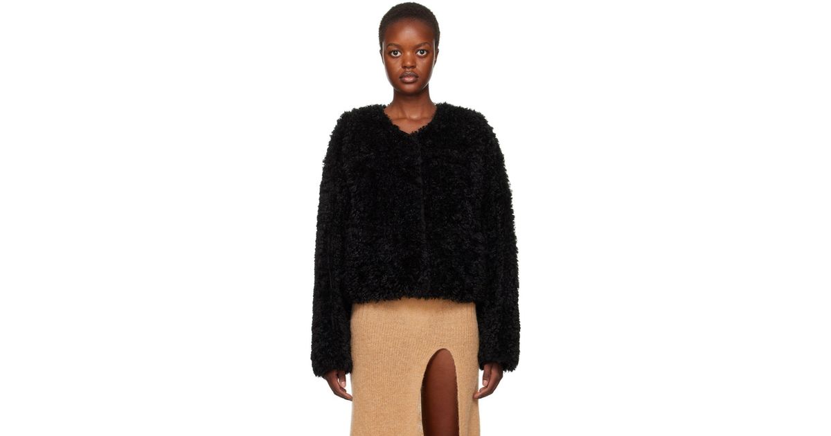 Stand Studio Black Charmaine Reversible Faux-shearling Jacket | Lyst