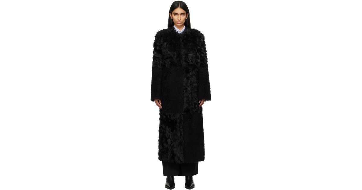 Stand Studio Hilma Faux-fur Coat in Black | Lyst UK