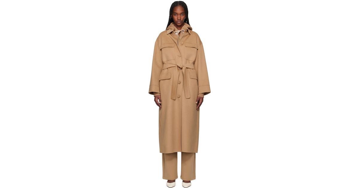 Max Mara Tan Milo Coat in Black | Lyst