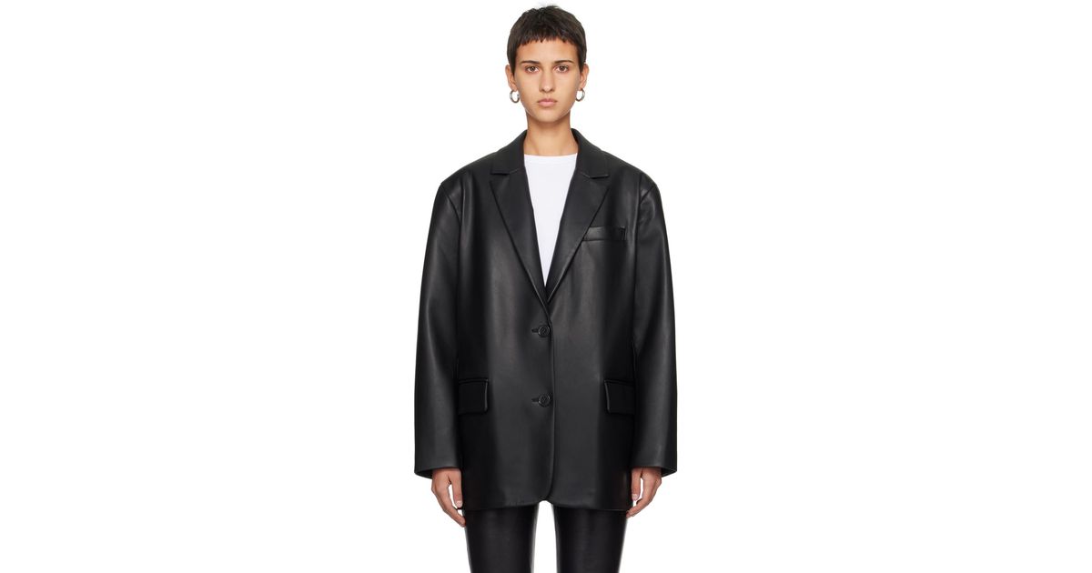 Stand Studio Emmie Faux-leather Blazer in Black | Lyst UK