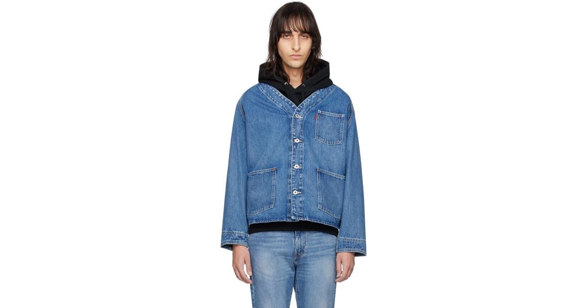 Levi's Blue Union Engineer Denim Cardigan for Men | Lyst