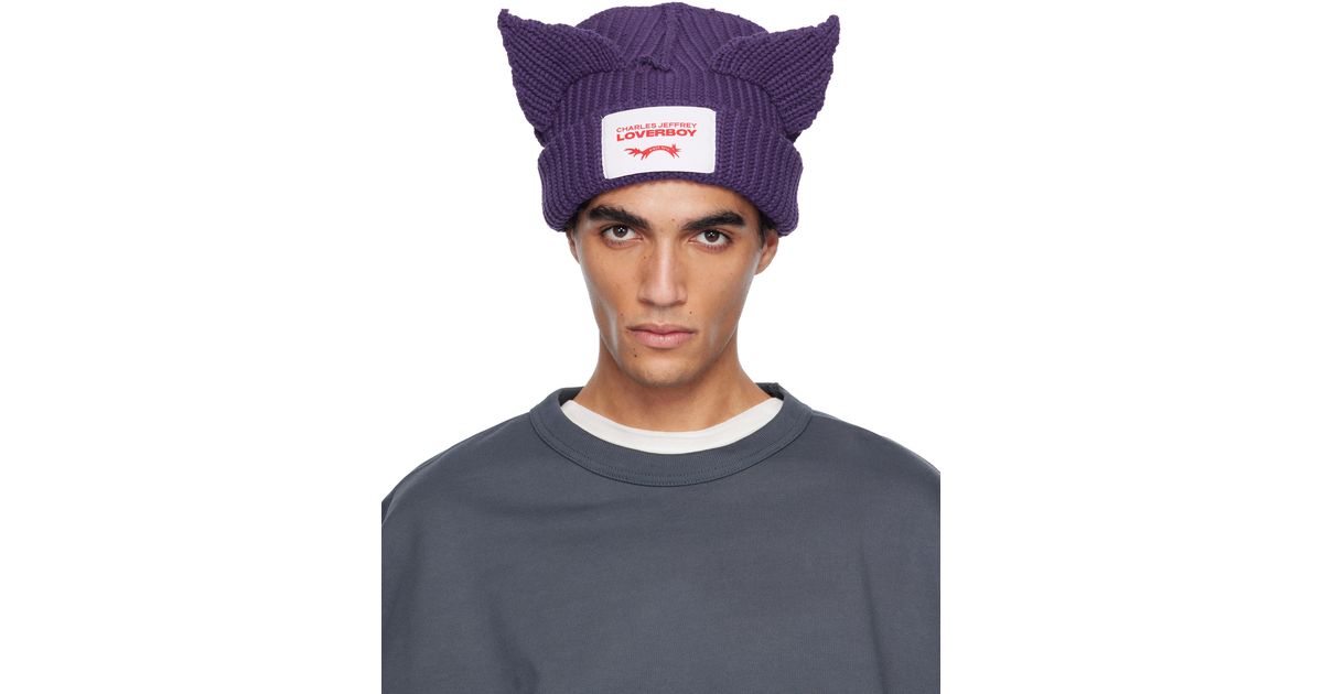Charles Jeffrey Chunky Ears Beanie in Blue for Men | Lyst UK