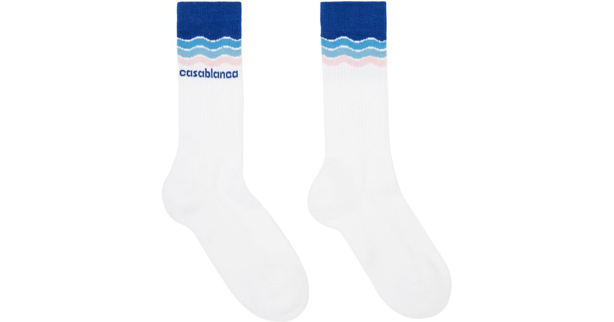 CASABLANCA Wave Socks in White for Men | Lyst