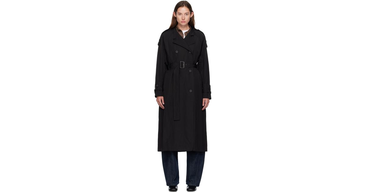 Moncler Matte Trevoux Trench Coat in Black | Lyst