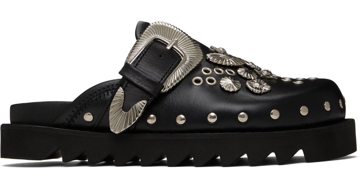 Toga Eyelet Metal Sabot Slip-On Loafers in Black | Lyst