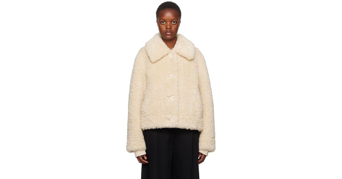 Stand Studio Beige Melina Faux-shearling Jacket in Black | Lyst UK