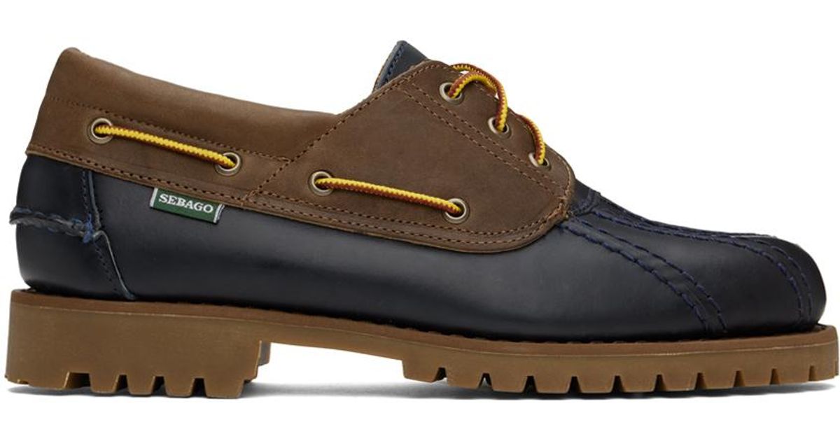 Sebago Waxed Leather Tucson Boat Shoes in Black for Men | Lyst