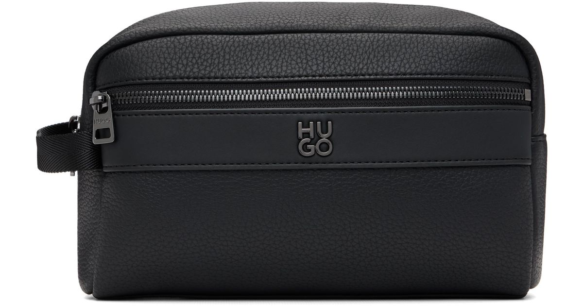 HUGO Polished Logo Wash Pouch in Black for Men | Lyst UK