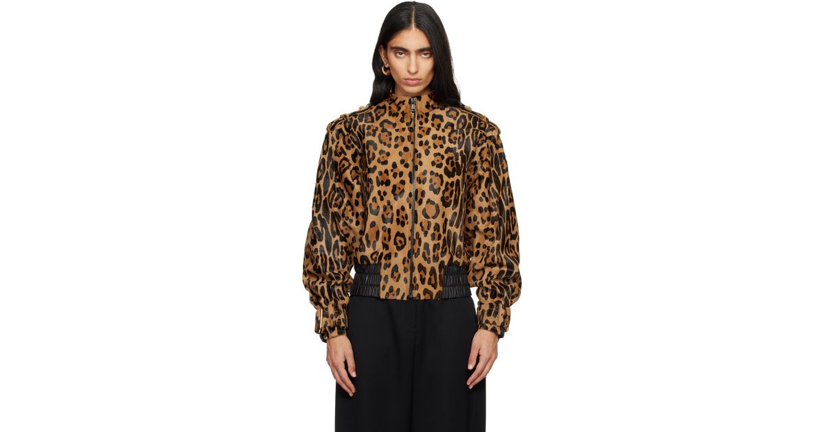 Balmain Tan Ponyskin-Style Leather Bomber Jacket in Black | Lyst UK