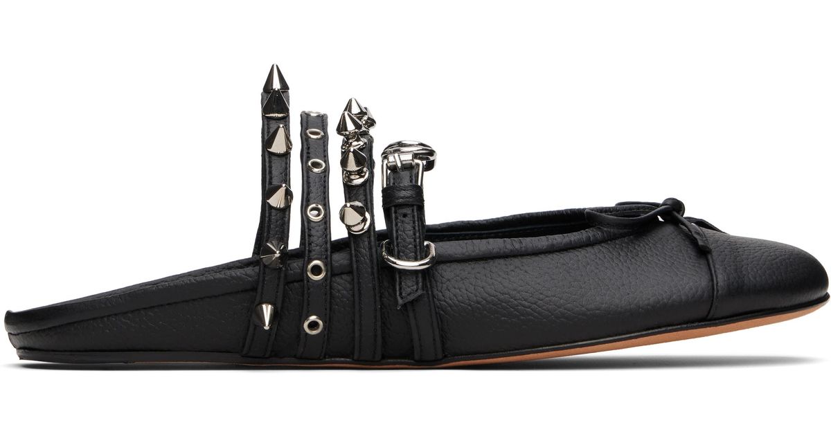 Abra Spike Ballerina Mules in Black | Lyst