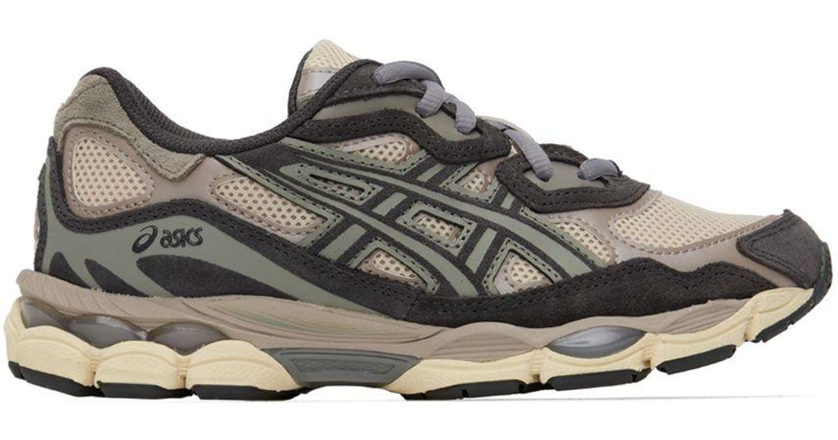 Asics Beige & Gray Gel-nyc Sneakers in Black | Lyst