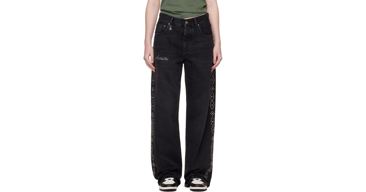 Amiri Stud baggy Jeans in Black | Lyst UK