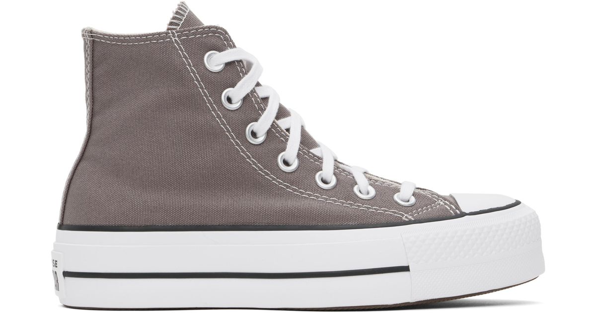 Converse Taupe Chuck Taylor All Star Lift Platform High Top Sneakers in ...