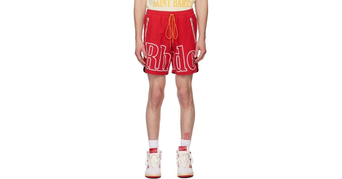 Rhude Logo Shorts in Red for Men | Lyst