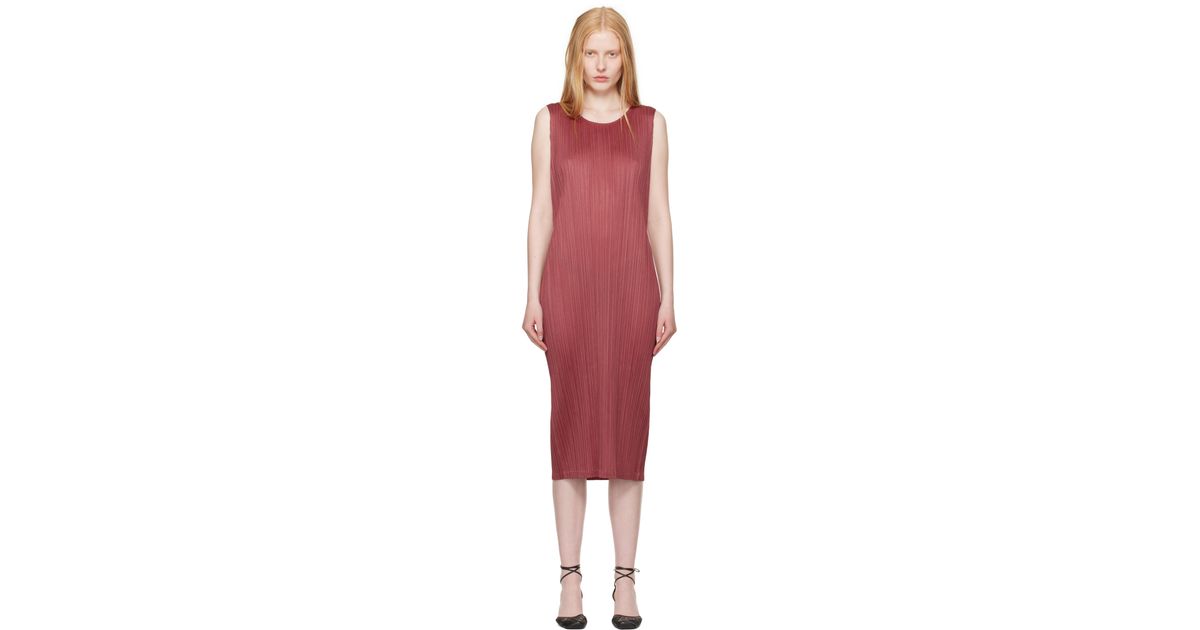 Pleats Please Issey Miyake Burgundy Monthly Colors May Maxi Dress in ...