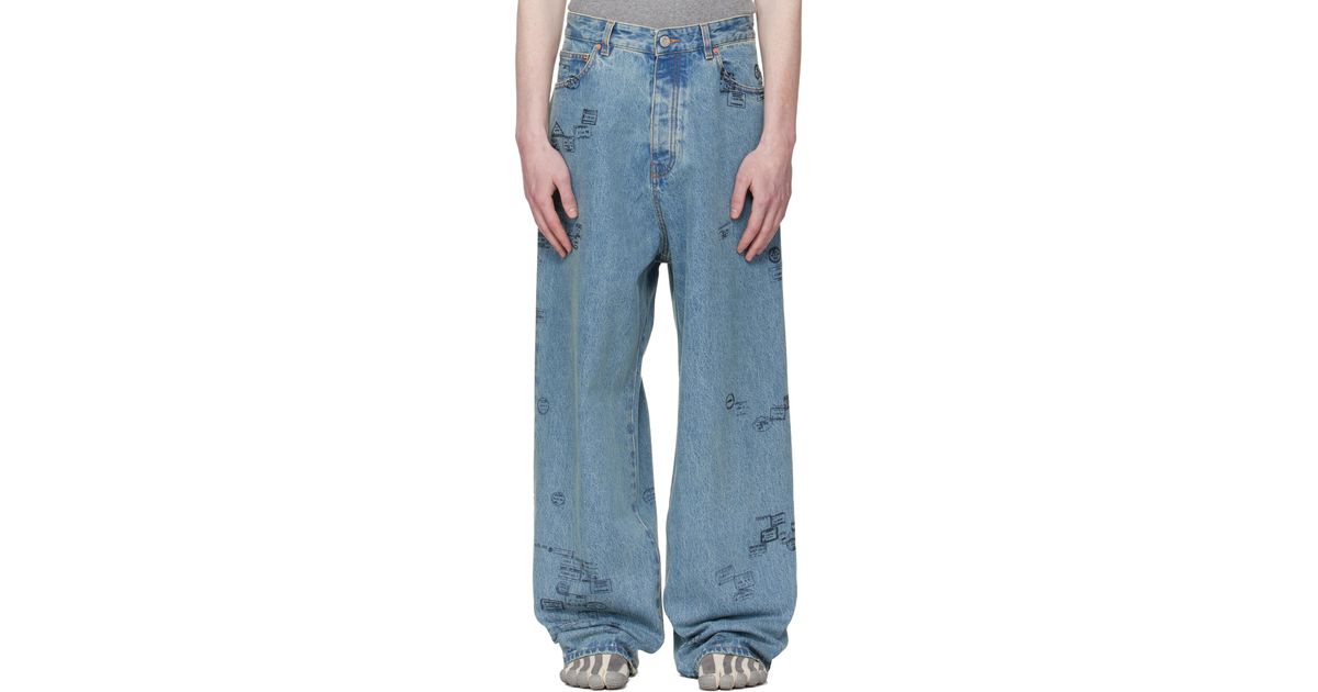 Vetements Passport Stamps Jeans in Blue for Men | Lyst UK