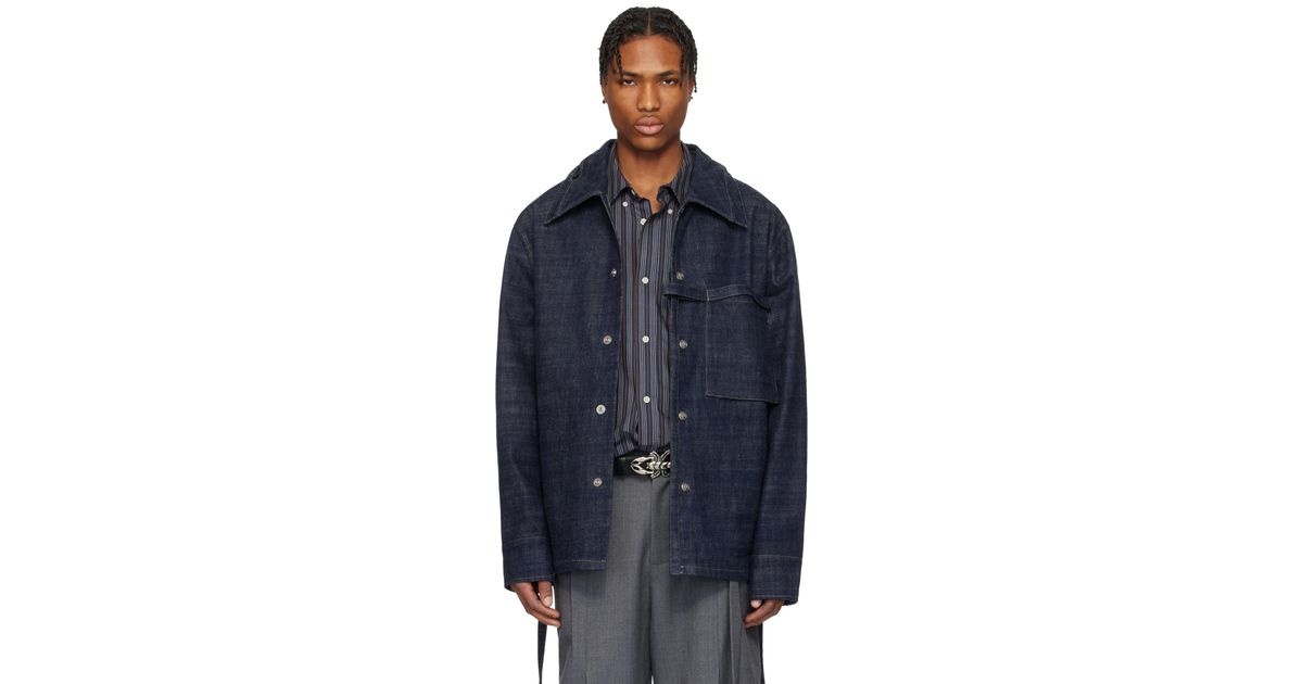 NULLUS Ssense Exclusive Rope Selvedge Denim Jacket in Blue for Men | Lyst