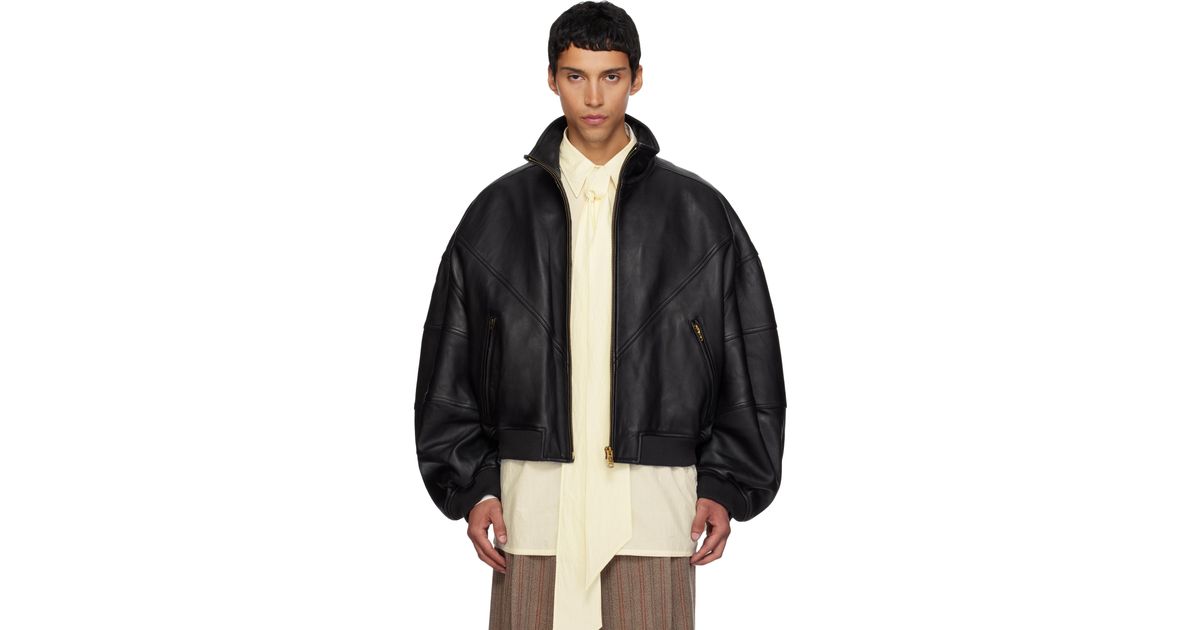 Willy Chavarria Ruff Rider Leather Jacket in Black for Men | Lyst UK