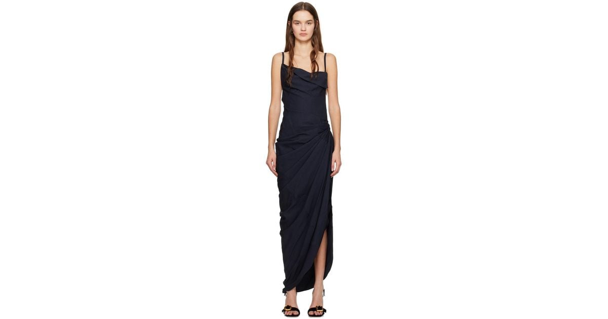 Jacquemus Navy 'la Robe Saudade Longue' Maxi Dress in Black | Lyst