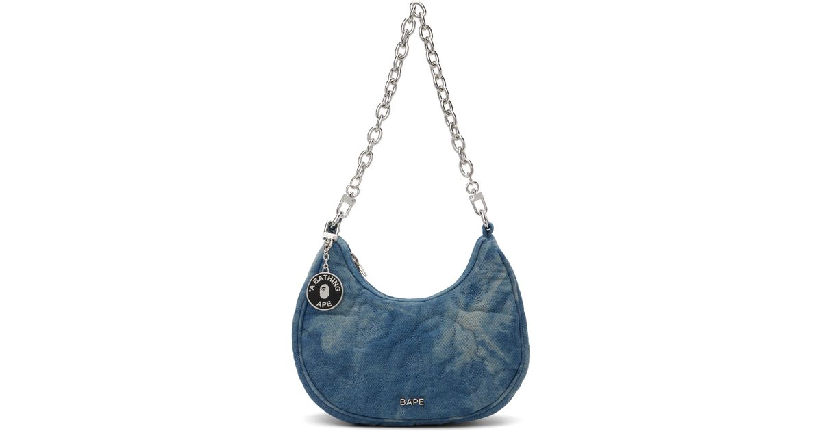 A Bathing Ape Camo Quilting Denim Moon Shape Bag in Blue | Lyst