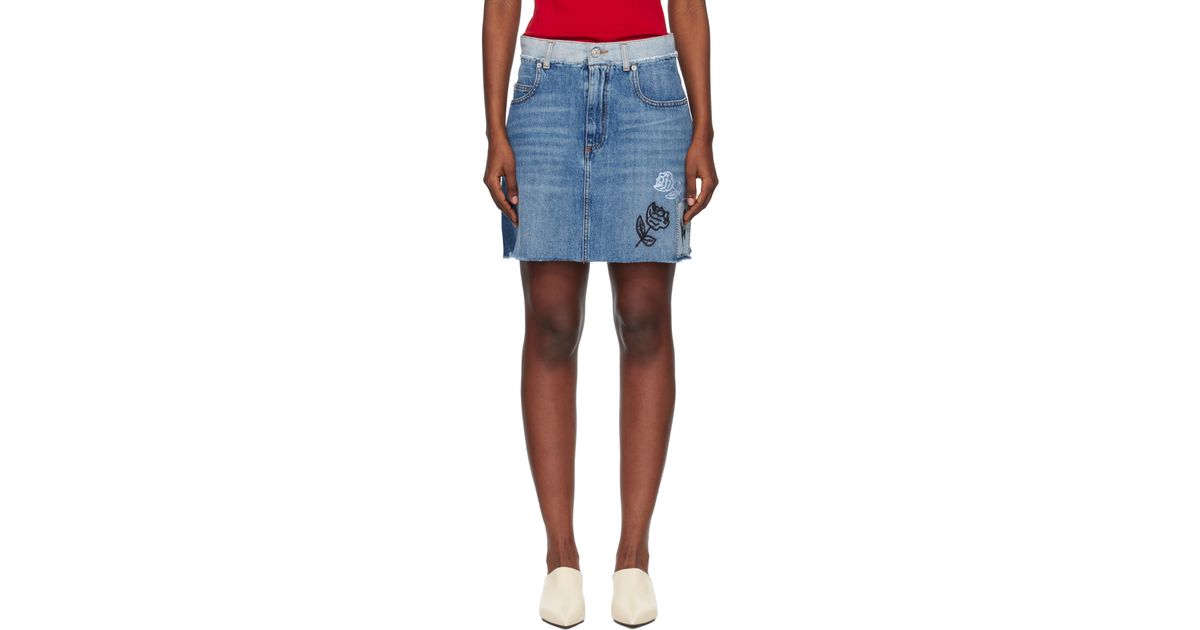 Marni Stone Washed Patches Denim Miniskirt in Blue | Lyst UK