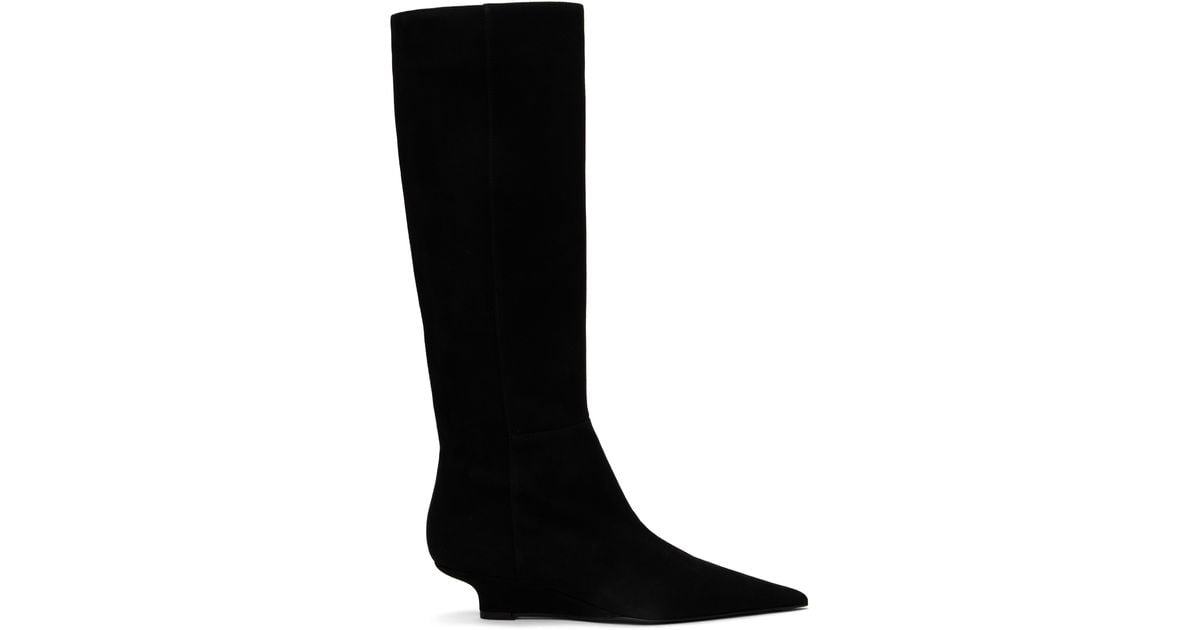 TOTEME Sharp Suede Knee-High Boots in Black | Lyst