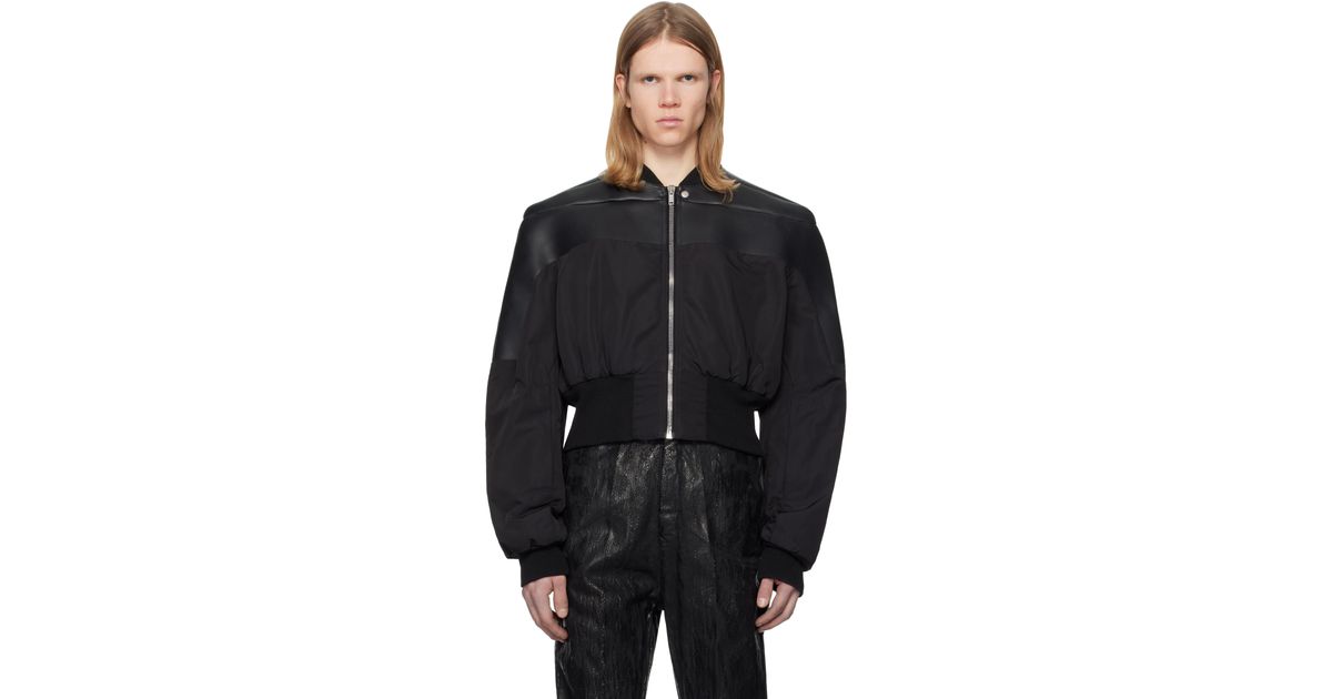 Rick Owens Hollywood Girdered Leather Bomber Jacket in Black for Men ...