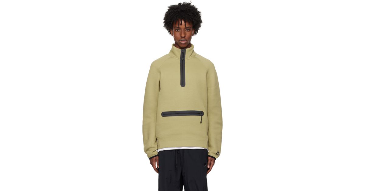 Nike Khaki Sportswear Tech Half-Zip Sweatshirt in Natural for Men | Lyst