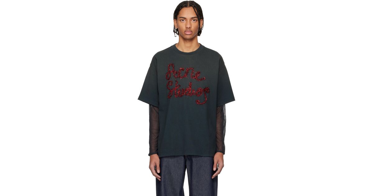 Acne Studios Layered Logo T-Shirt in Black for Men | Lyst UK